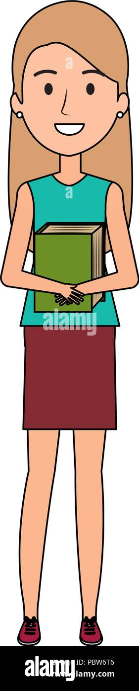 young girl student with books character Stock Vector Image & Art - Alamy