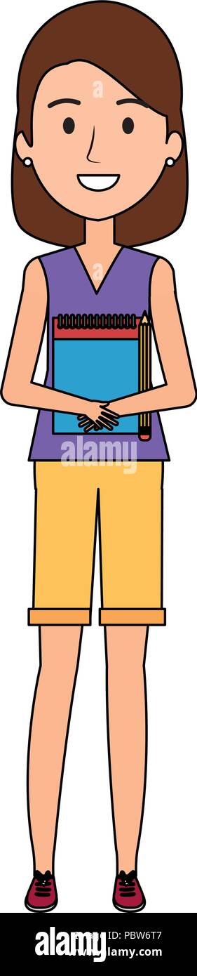 young girl student with books character Stock Vector Image & Art - Alamy