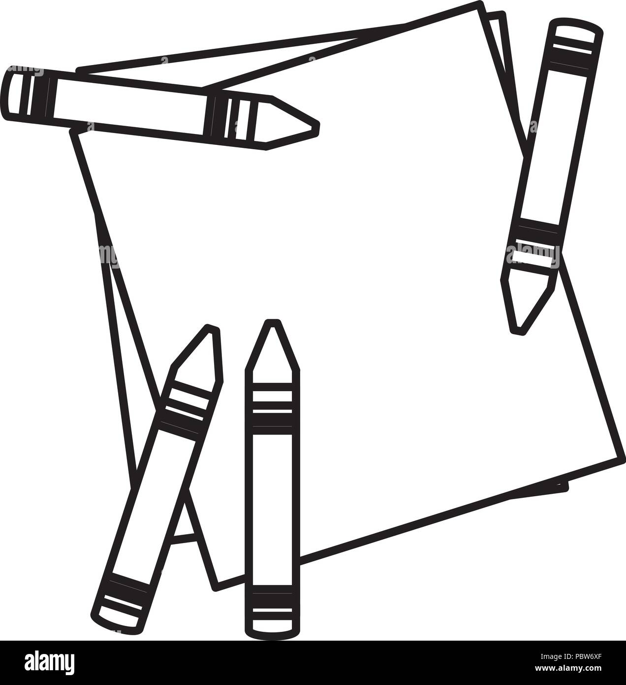 notebook paper sheet with crayons Stock Vector Image & Art - Alamy