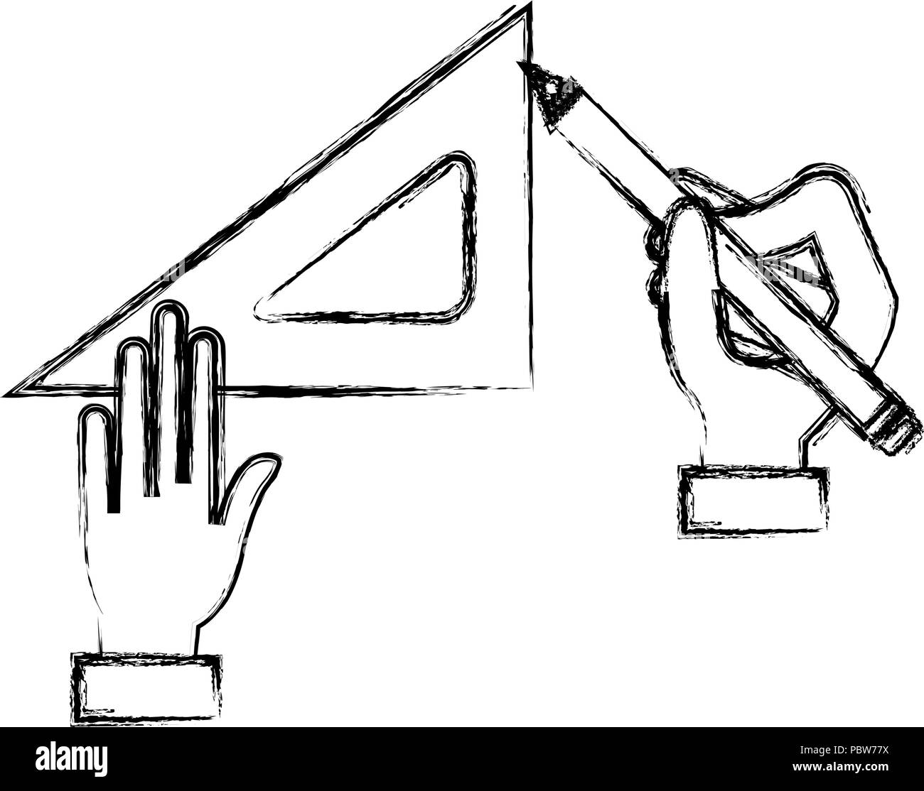 hand with pencil and rule Stock Vector Image & Art - Alamy