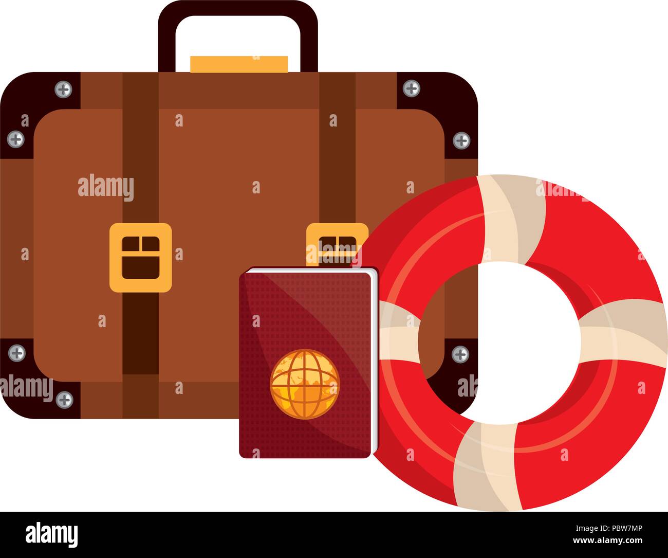 suitcase travel with float and passport Stock Vector Image & Art - Alamy