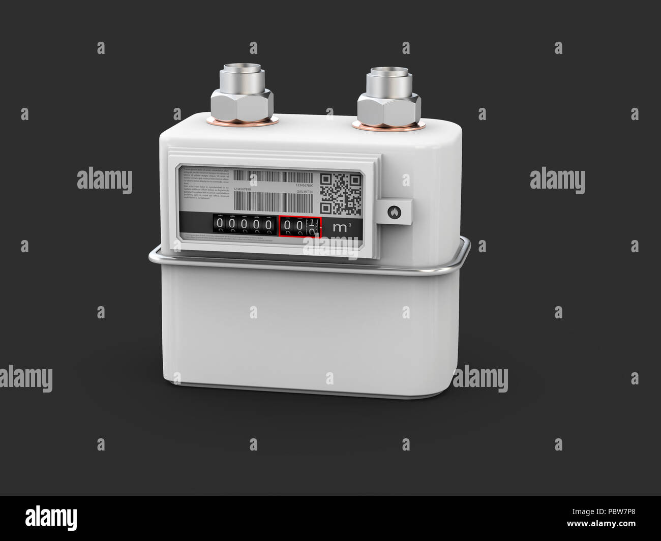 3d Illustration of gas meter, counter for distribution domestic gas ...
