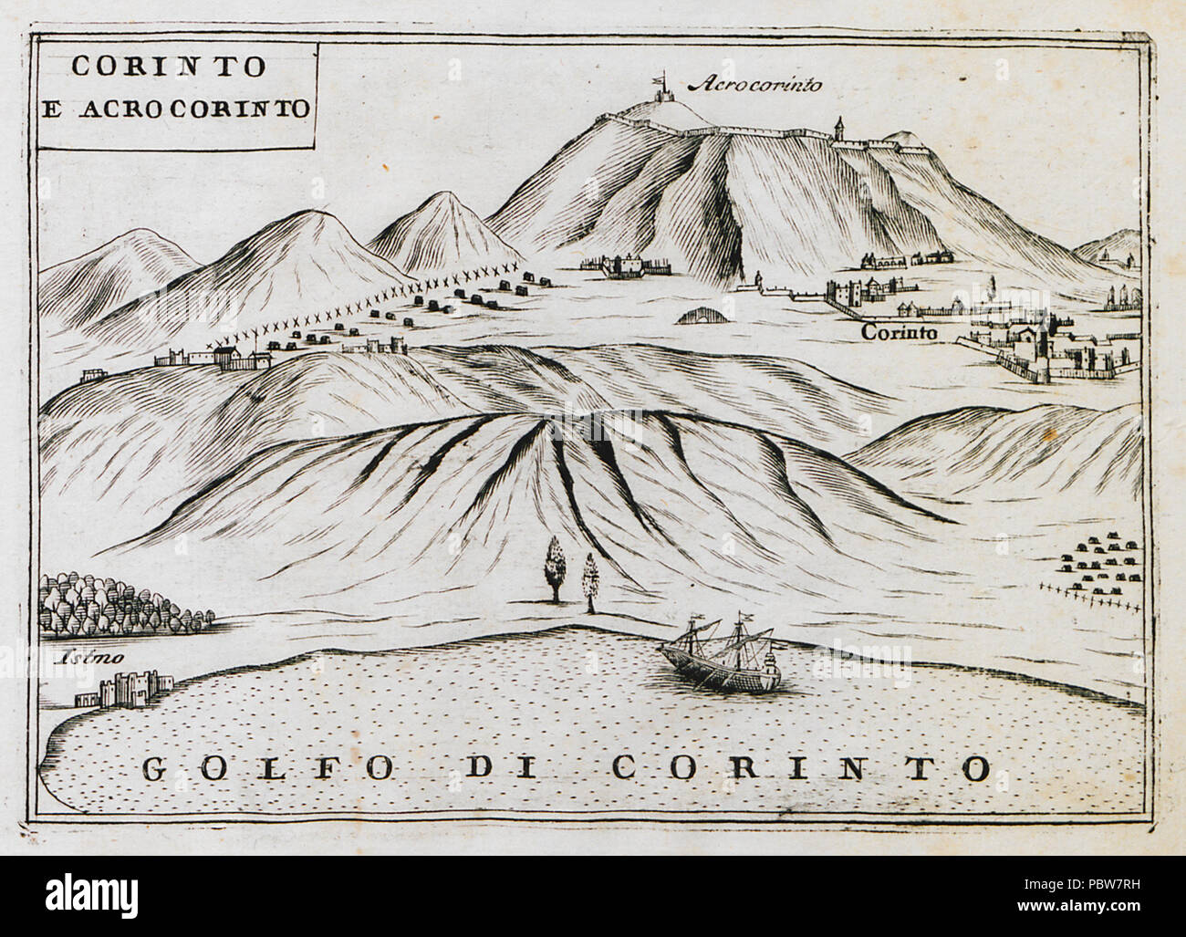 143 Corinto e Acrocorinto - Coronelli Vincenzo Maria - 1708 Stock Photo ...