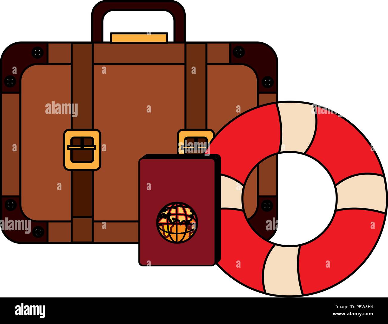 suitcase travel with float and passport Stock Vector Image & Art - Alamy