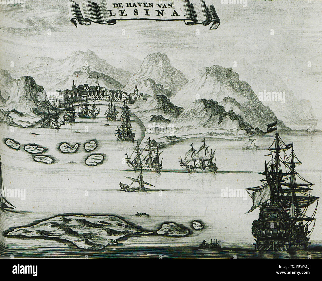 155 De Haven van Lesina - Dapper Olfert - 1688 Stock Photo - Alamy