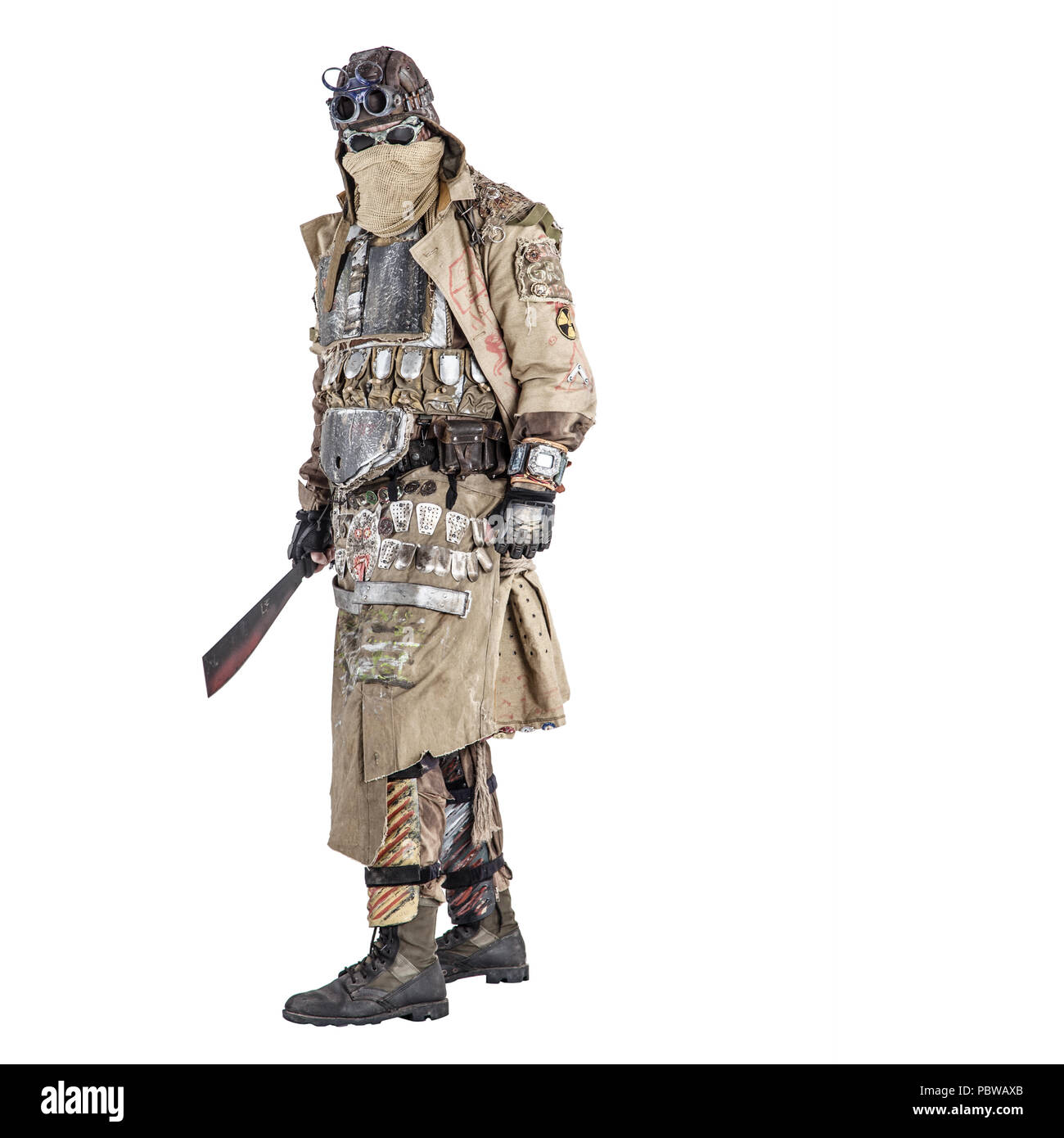 Terrifying post apocalyptic creature with machete Stock Photo - Alamy