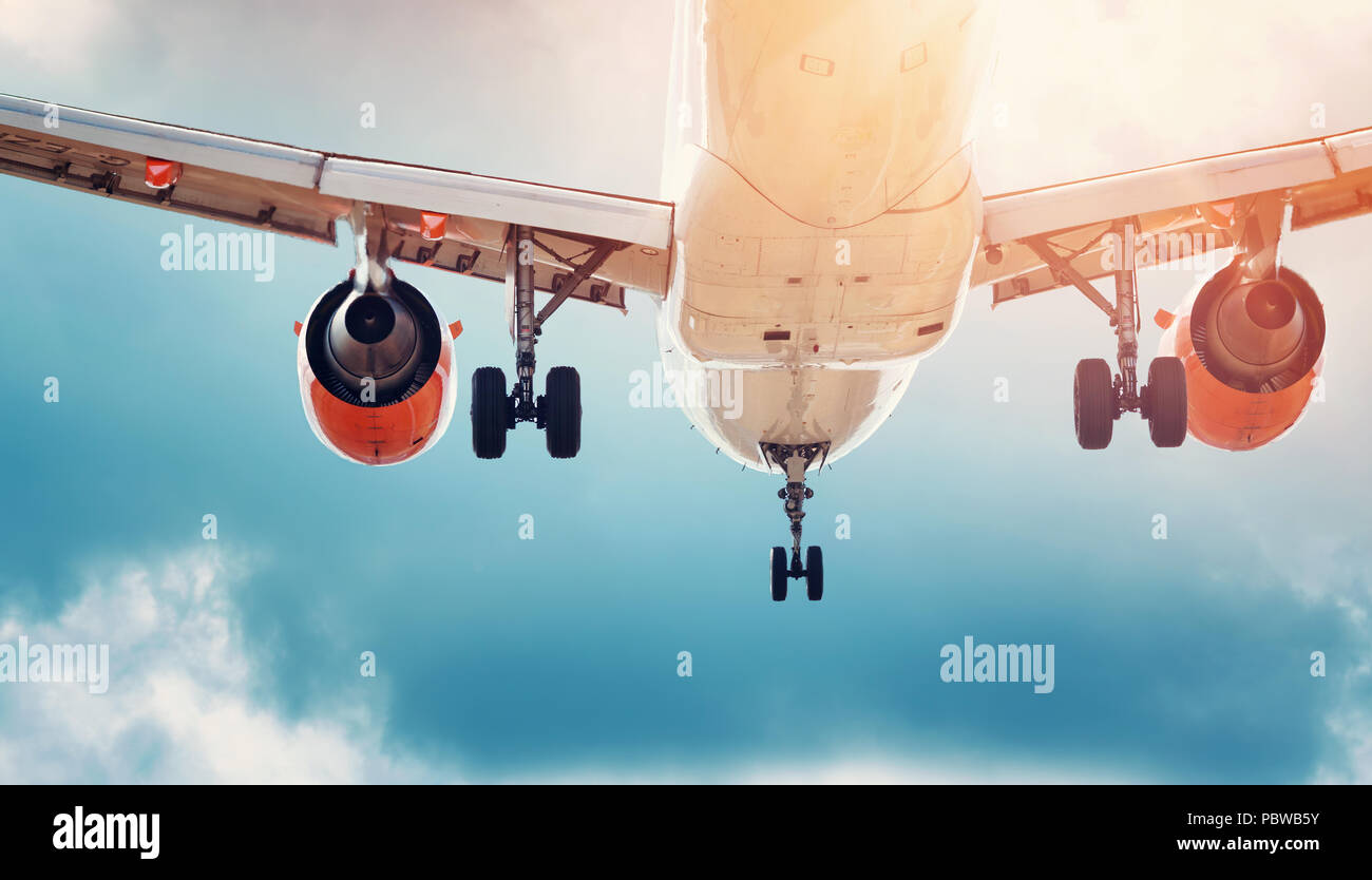 Airplane landing wing view hi-res stock photography and images - Alamy