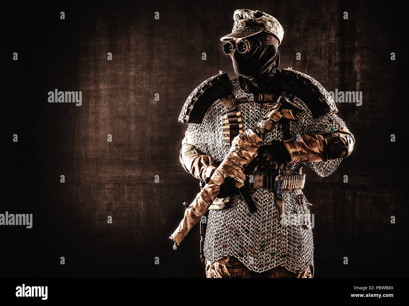 Post apocalyptic warrior with handmade firearm Stock Photo - Alamy