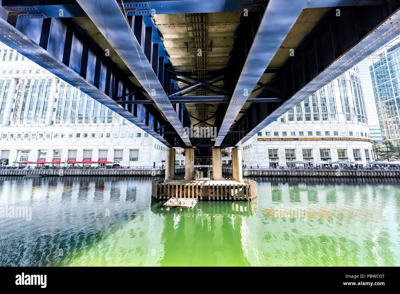 London, UK - June 26, 2018: Cityscape skyline of Canary Wharf Docklands ...
