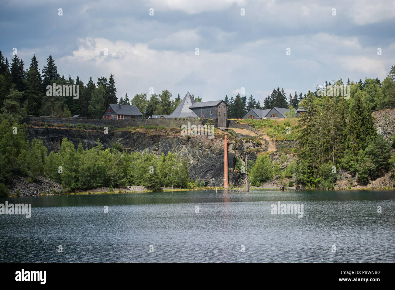 Lehesten, Germany. 27th July, 2018. View of the buildingw where horses ...