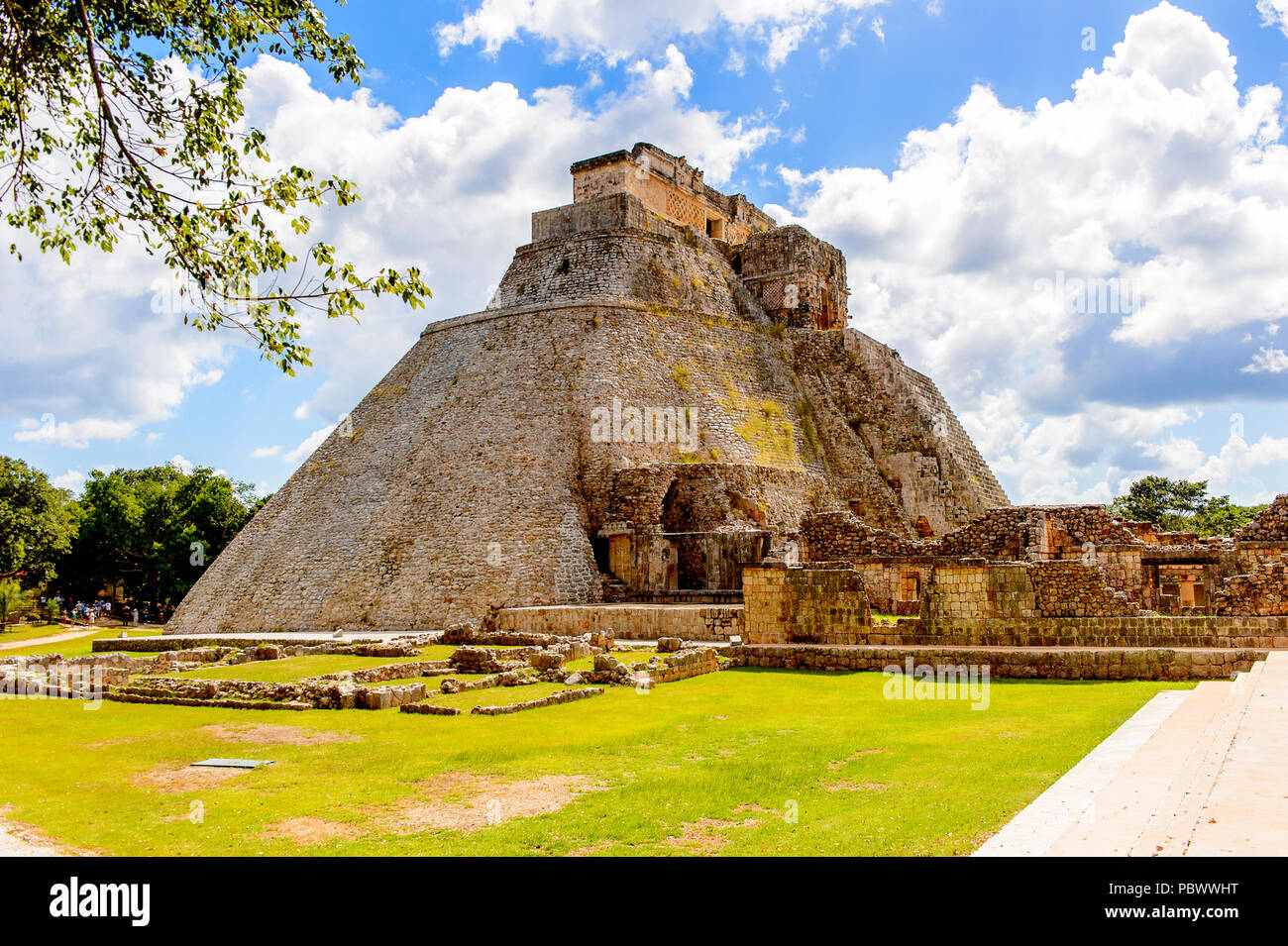 Pyramid of the Magician, a Mesoamerican step pyramid, Uxmal, an ancient ...