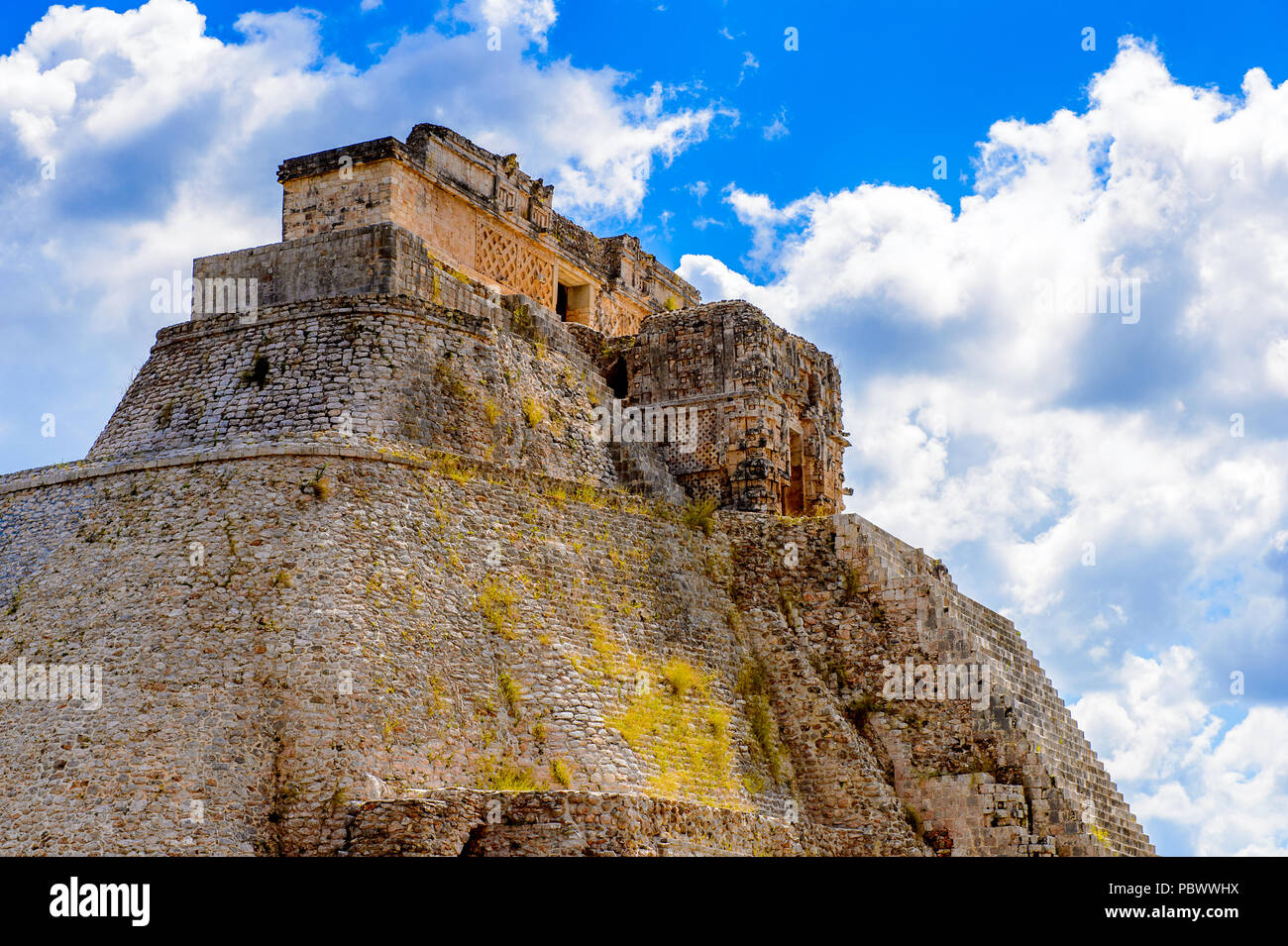 Pyramid of the Magician, a Mesoamerican step pyramid, Uxmal, an ancient ...