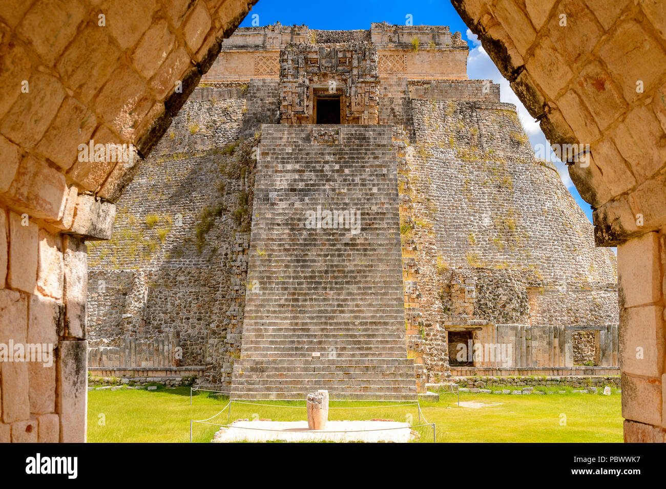 Pyramid of the Magician, a Mesoamerican step pyramid, Uxmal, an ancient ...