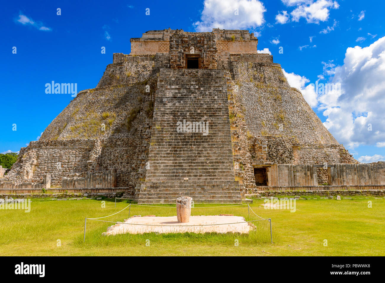 Pyramid of the Magician, a Mesoamerican step pyramid, Uxmal, an ancient ...