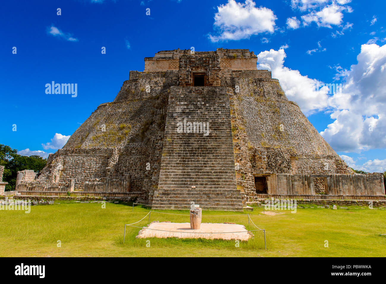 Pyramid of the Magician, a Mesoamerican step pyramid, Uxmal, an ancient ...