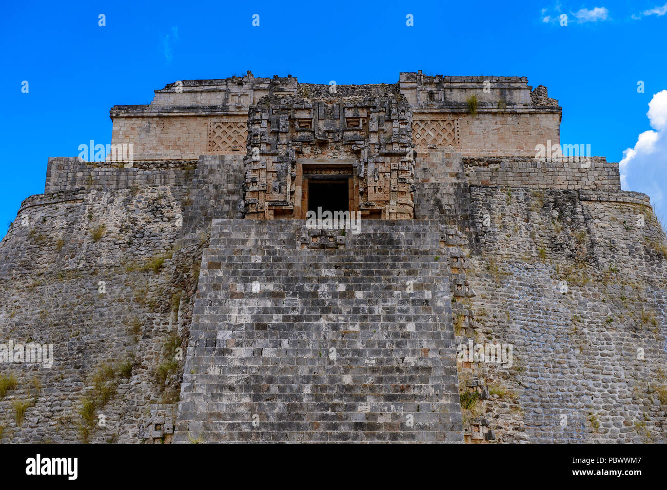 Pyramid of the Magician, a Mesoamerican step pyramid, Uxmal, an ancient ...