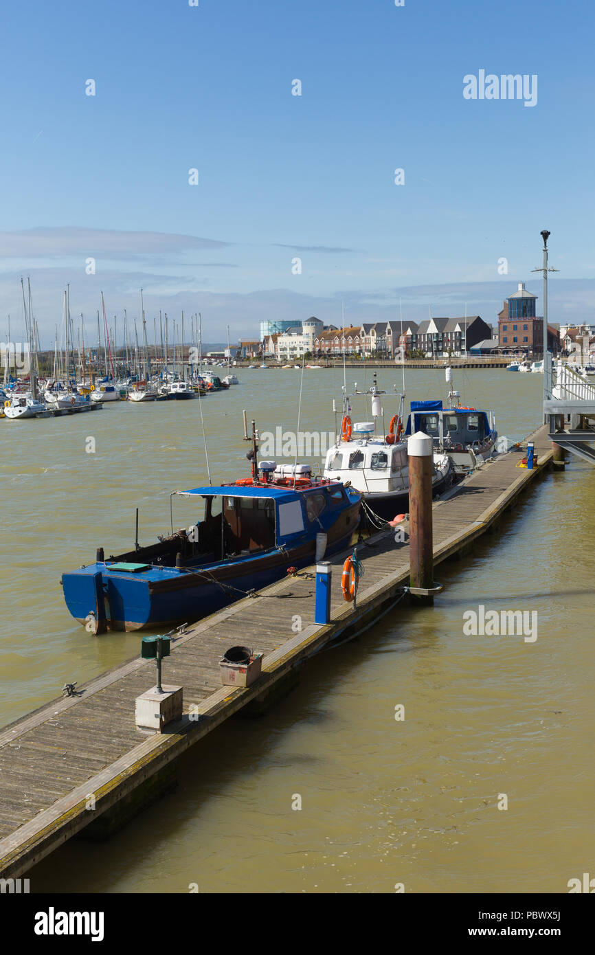 Littlehampton West Sussex England UK River Arun with boats and harboour ...