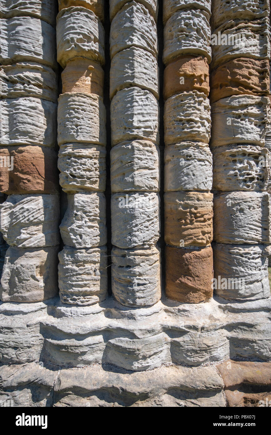 Detail of stone pillars of ruined Abbey Stock Photo - Alamy