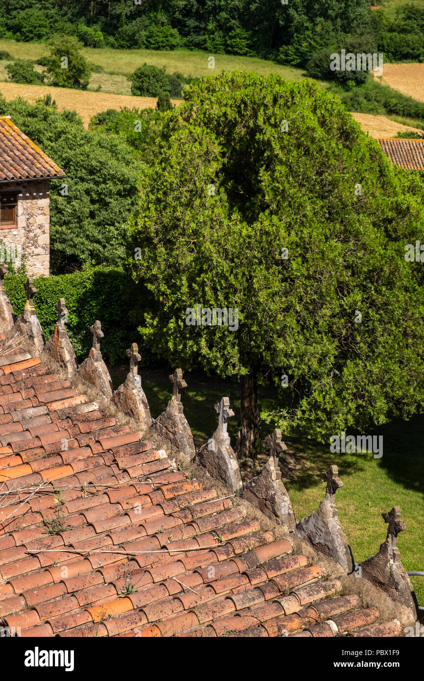 Cemetary with traditional wall burial plots in the medieval village of ...