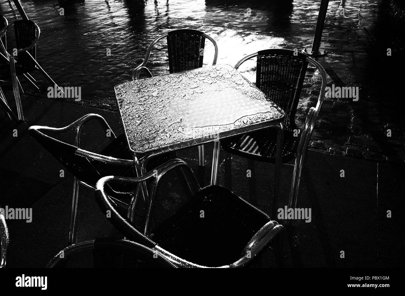 Malaga Table in Rain Stock Photo - Alamy
