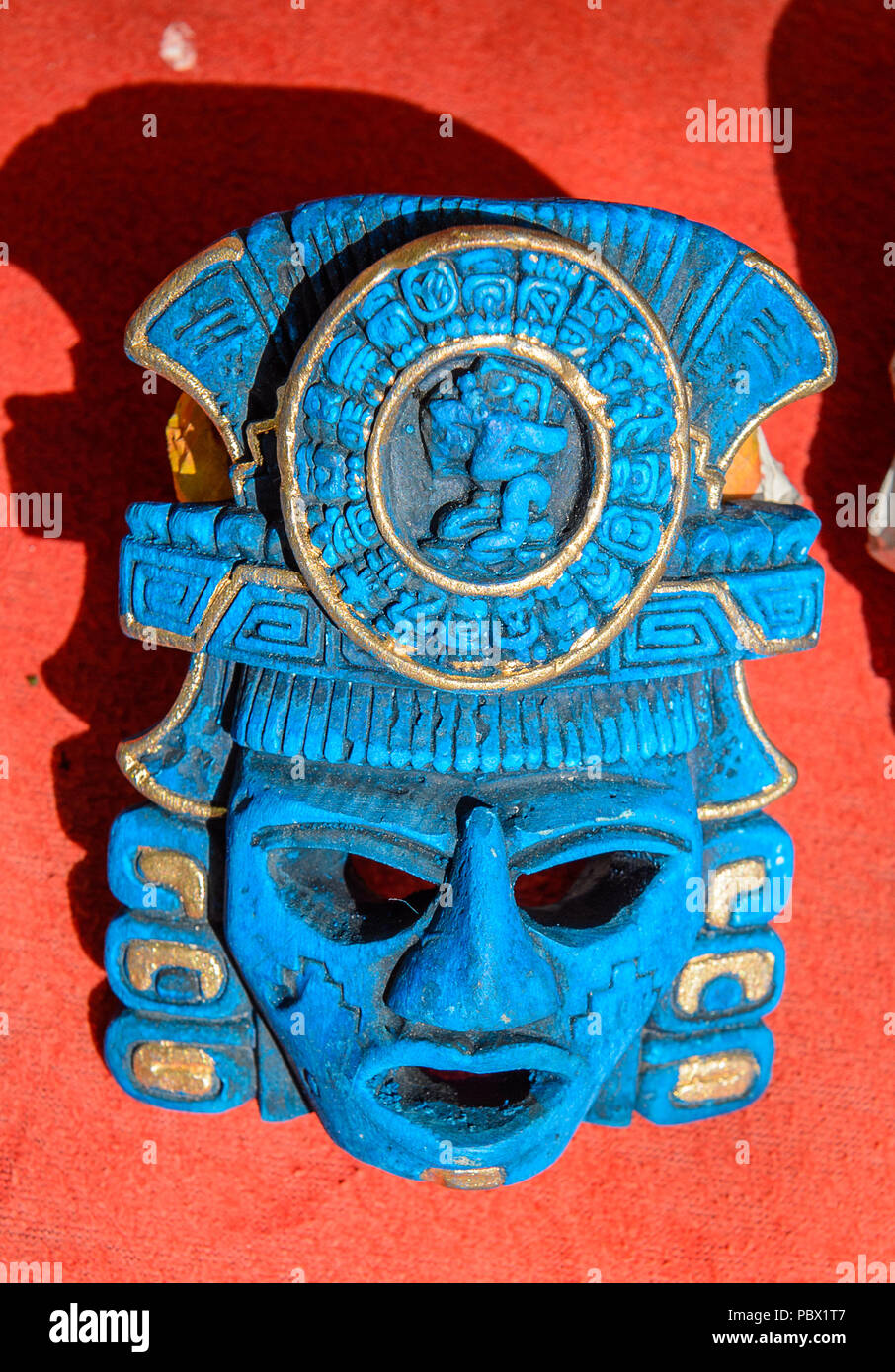 Blue Masks, Authentic handcraft souvenirs of maya civilisation Stock ...
