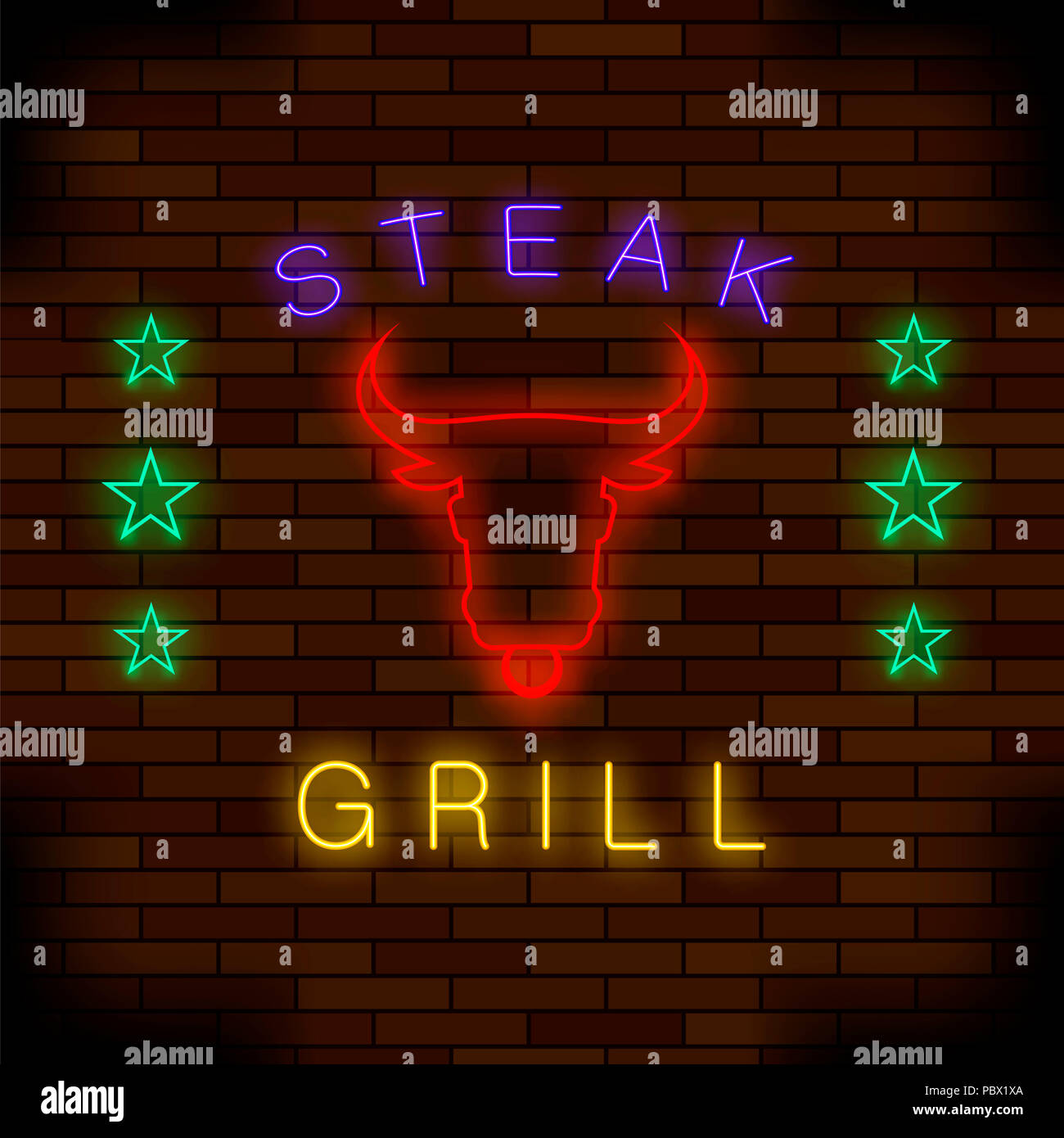 Steak House Neon Colorful Sign Stock Photo - Alamy