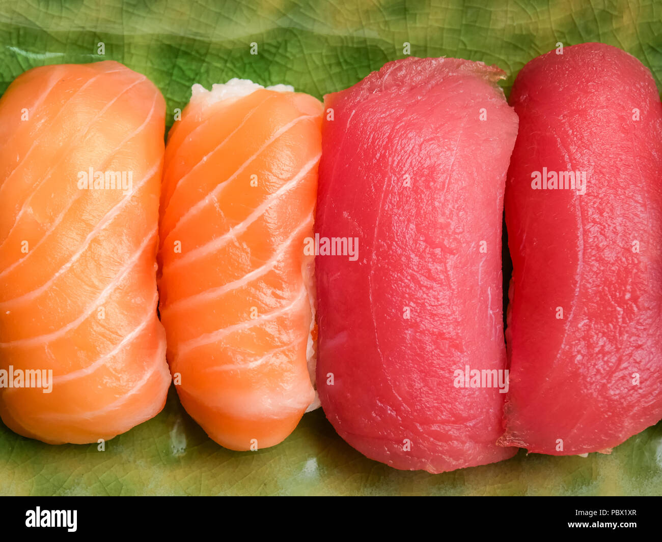 japanese food salmon and tuna sushi delicious Stock Photo - Alamy
