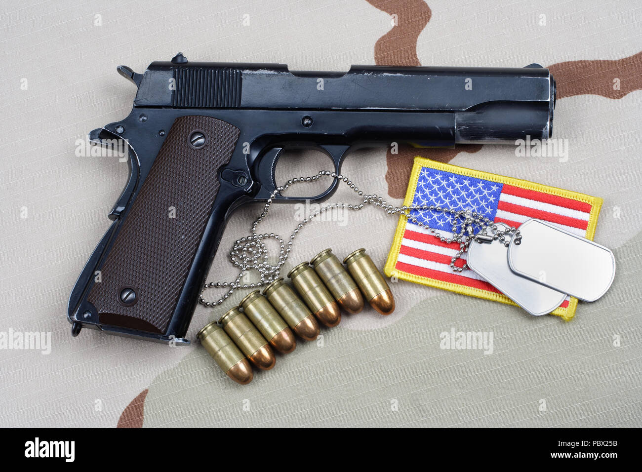 Colt government 1911 with U.S. ARMY uniform background Stock Photo - Alamy