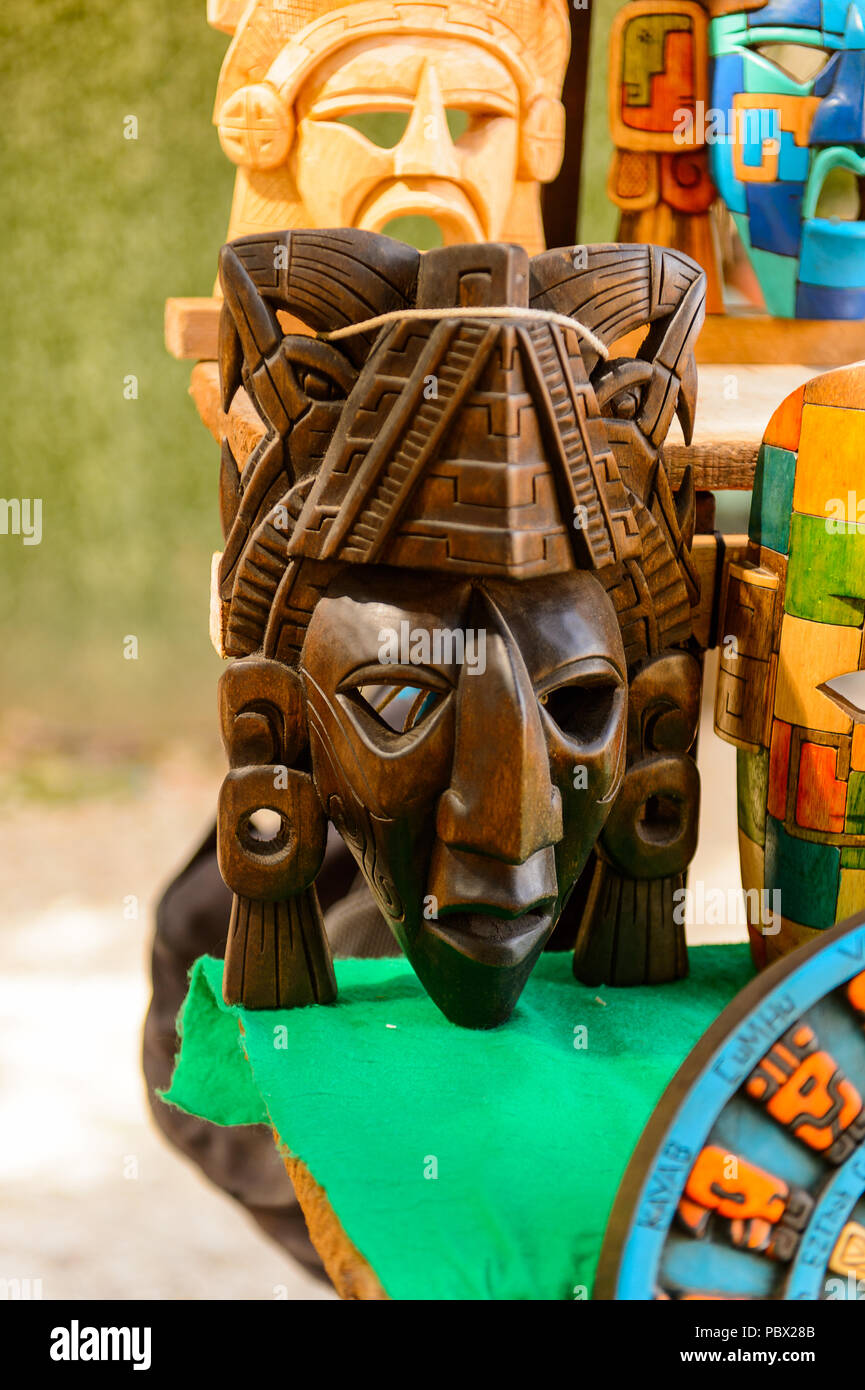 Mask, Authentic handcraft souvenirs of maya civilisation Stock Photo ...
