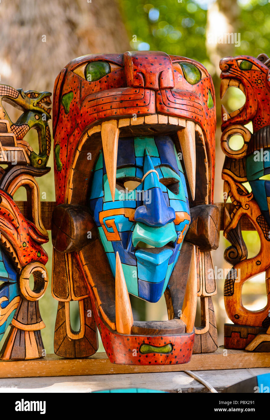Mask, Authentic handcraft souvenirs of maya civilisation Stock Photo ...