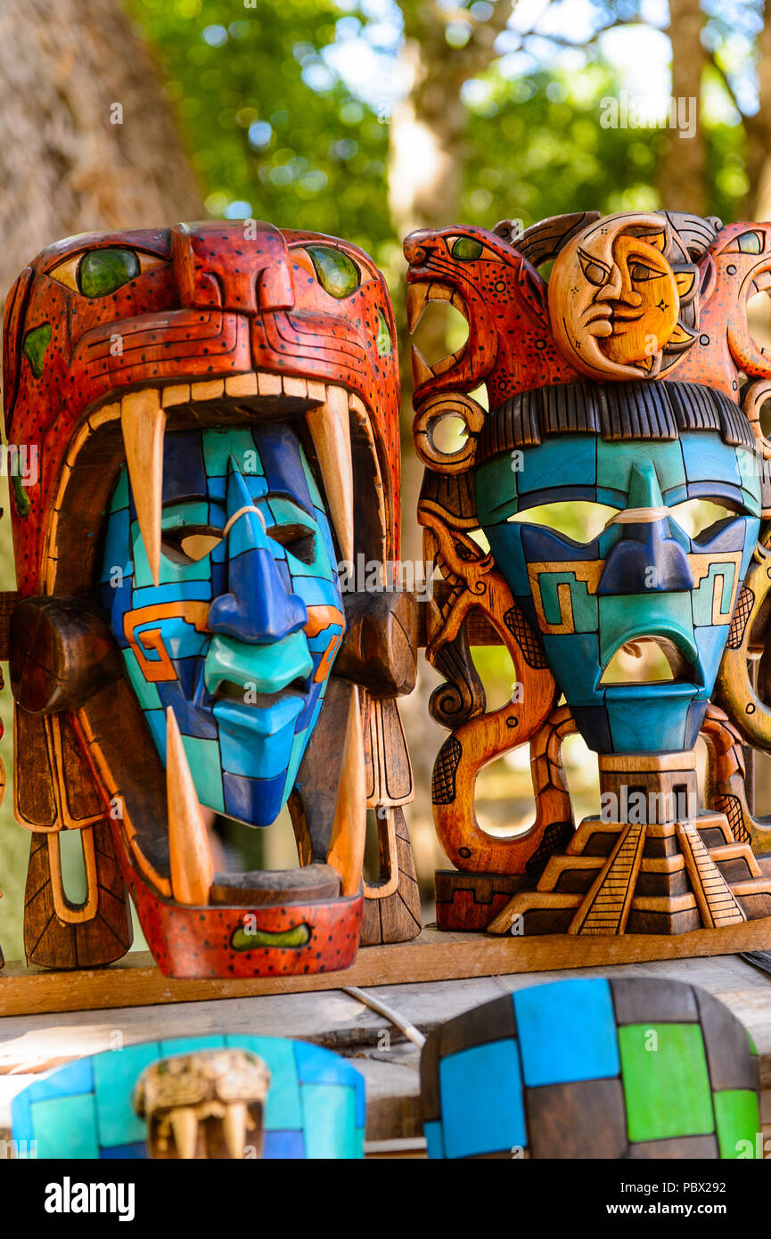 Mask, Authentic handcraft souvenirs of maya civilisation Stock Photo ...