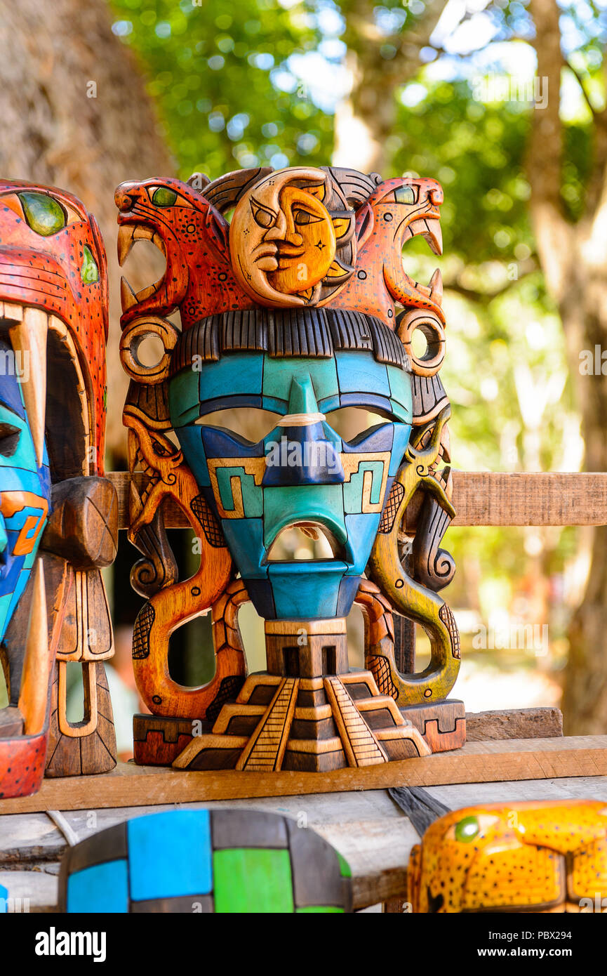 Mask, Authentic handcraft souvenirs of maya civilisation Stock Photo ...