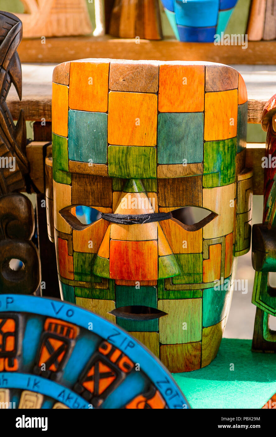 Mask, Authentic handcraft souvenirs of maya civilisation Stock Photo ...