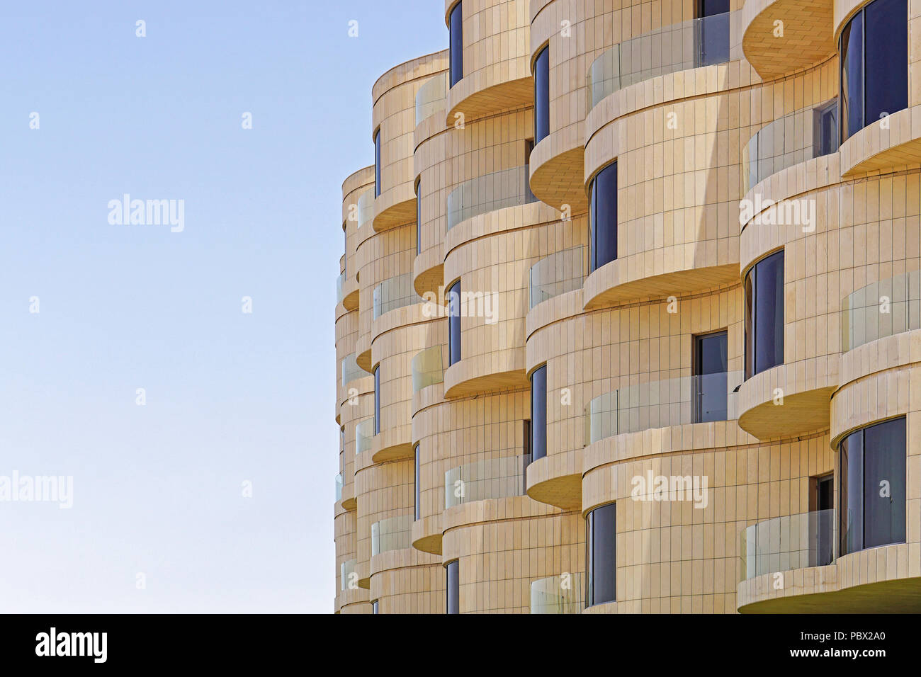 Modern new building with round balcony terrace in Kuwait Stock Photo ...