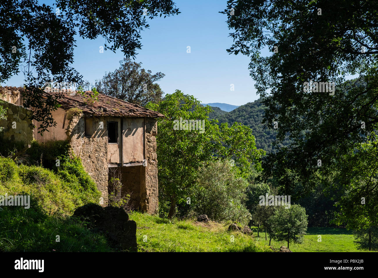 Abandoned old farmhouse near Santa Pau in Catalonia, Spain Stock Photo ...