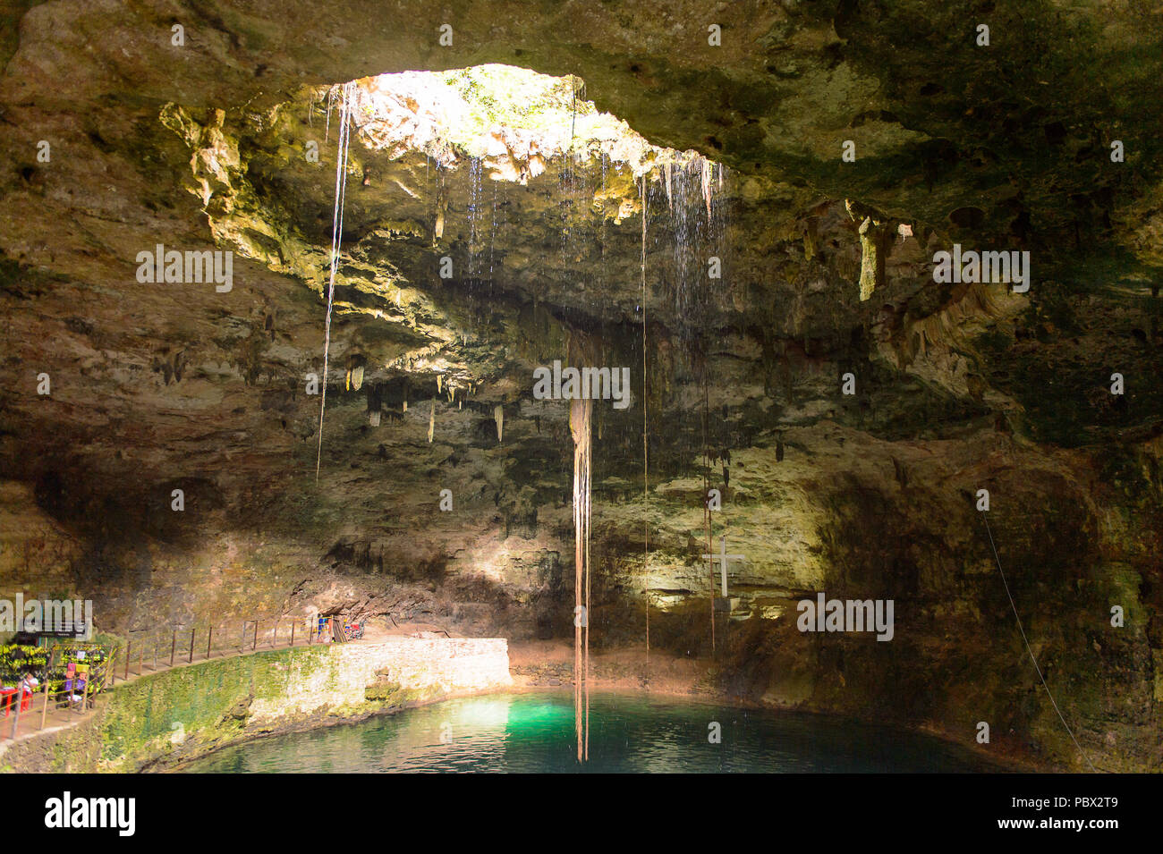Dark cenote (water reservoir) underground in Yucatan, Mexico. Popular ...