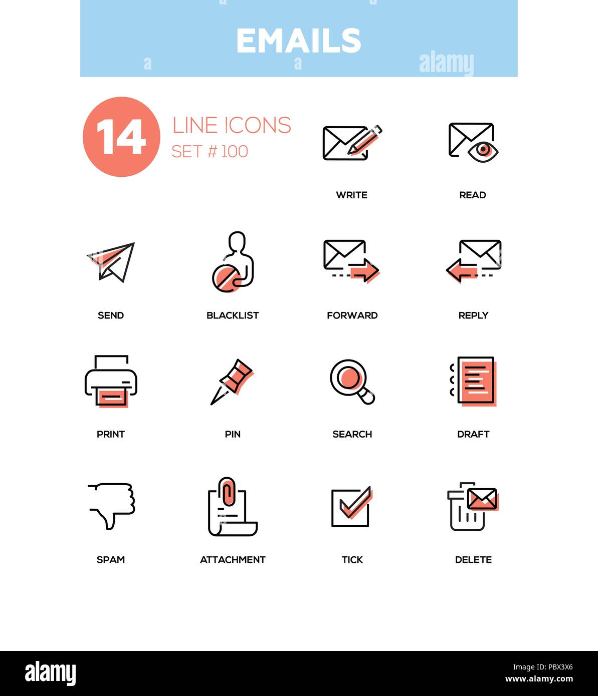 Emails - modern line design icons set Stock Vector Image & Art - Alamy