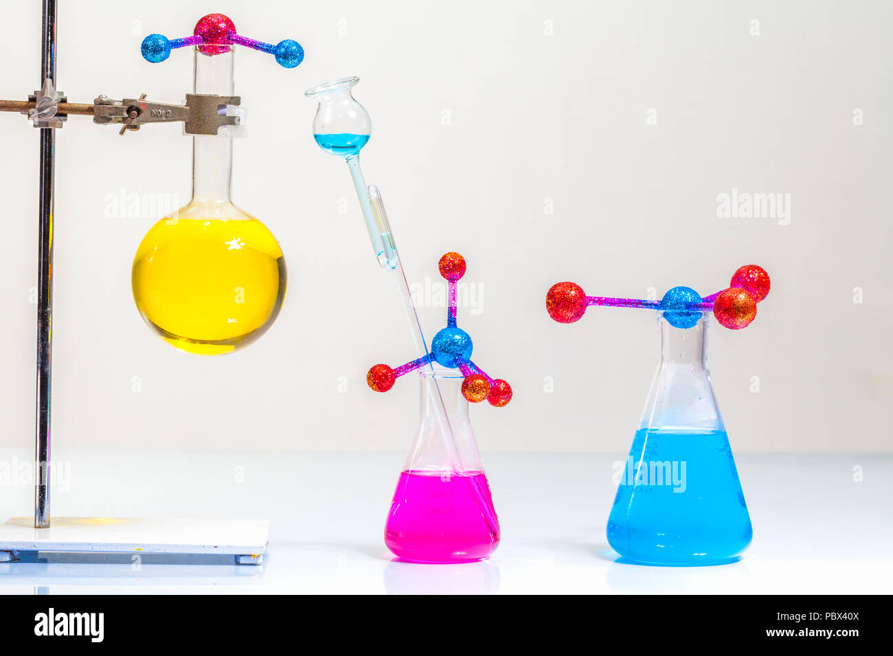 Lab experiments molecule structure with chemical experiment tube In the ...