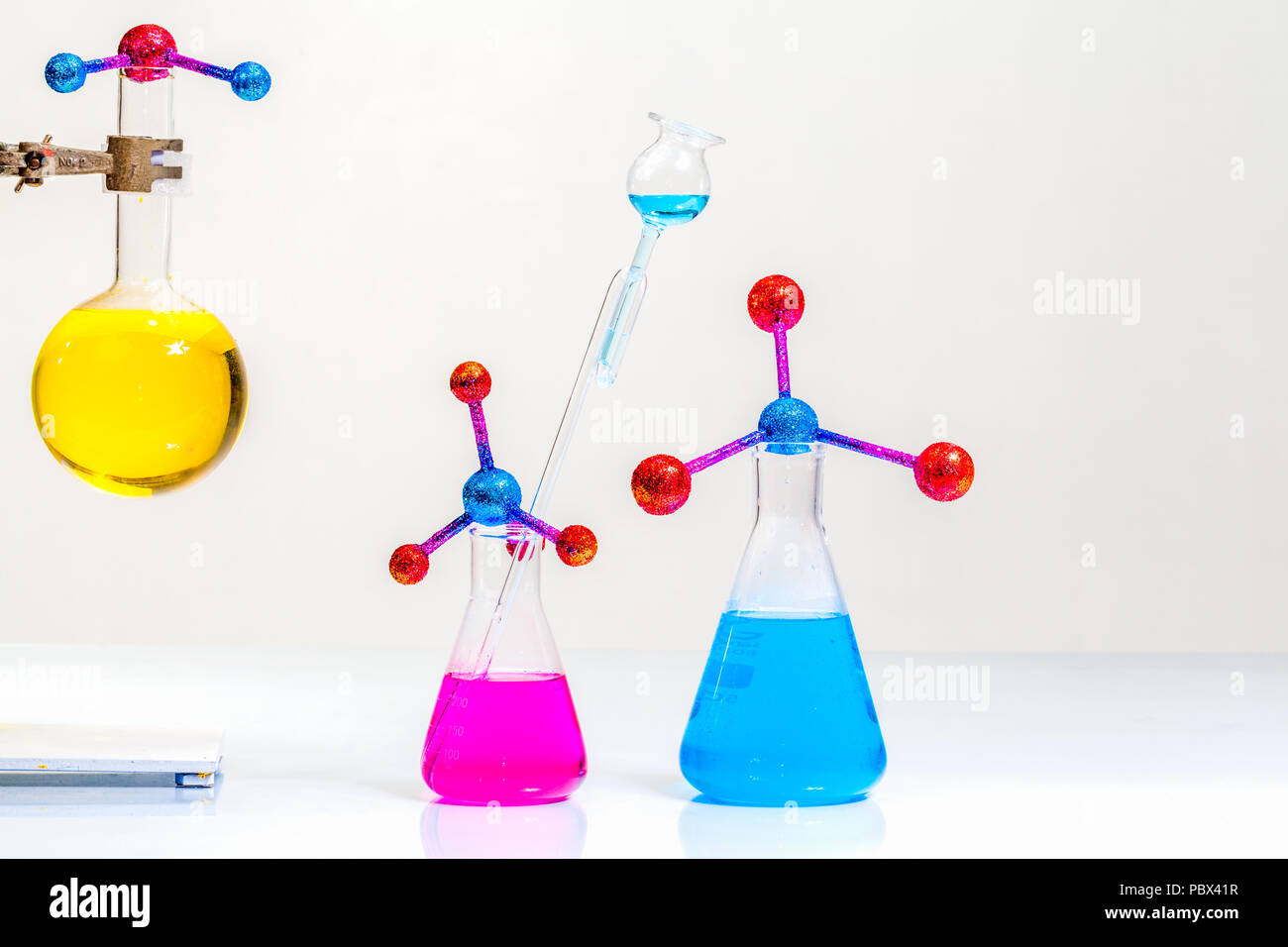 Lab experiments molecule structure with chemical experiment tube In the ...
