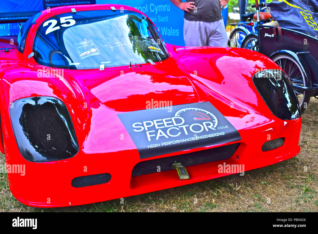Bright red racing saloon car on display at Swansea Air Show 2018 Stock ...