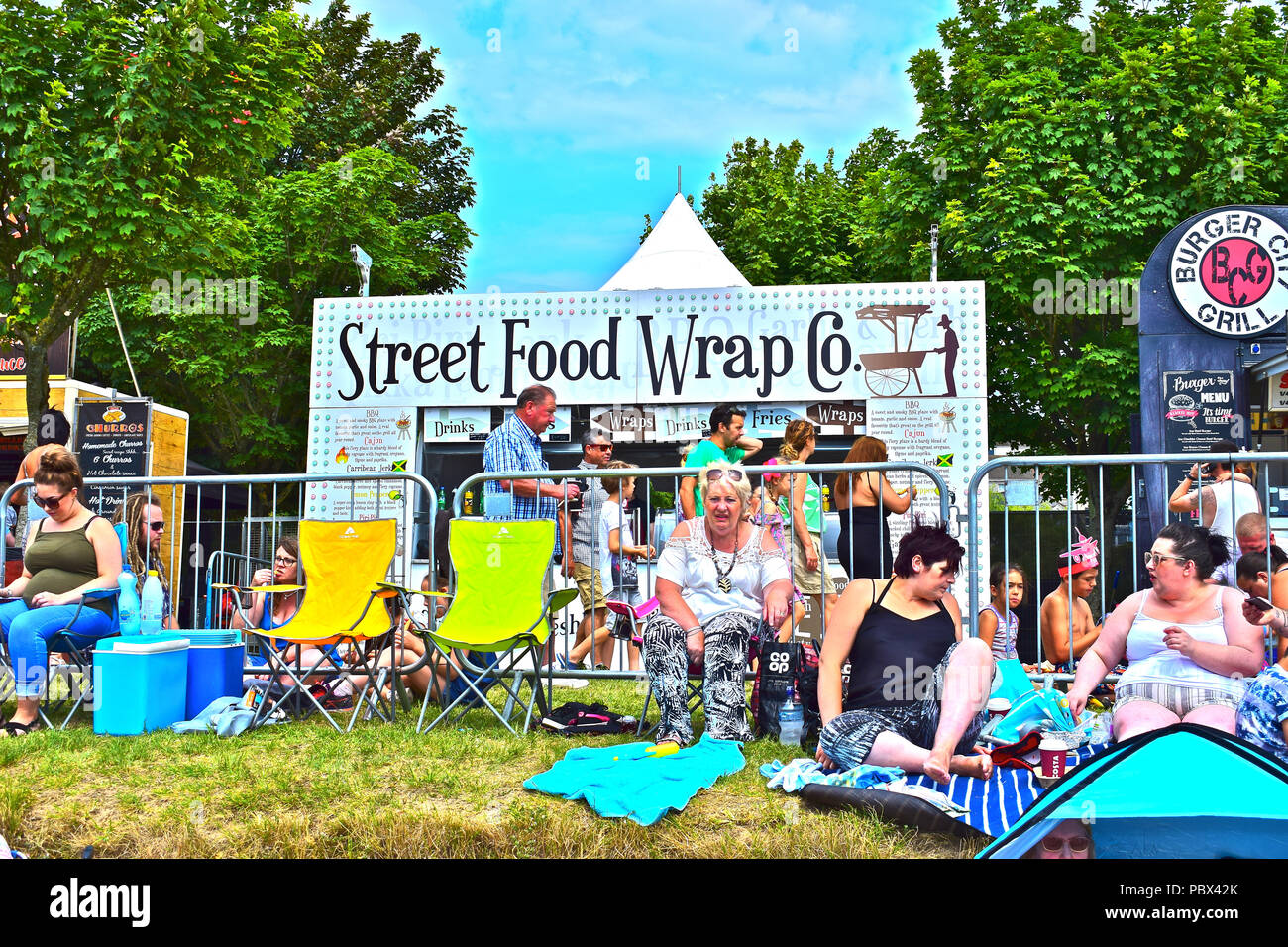 People gathering to watch the 2018 Swansea Air Show in front of fast ...