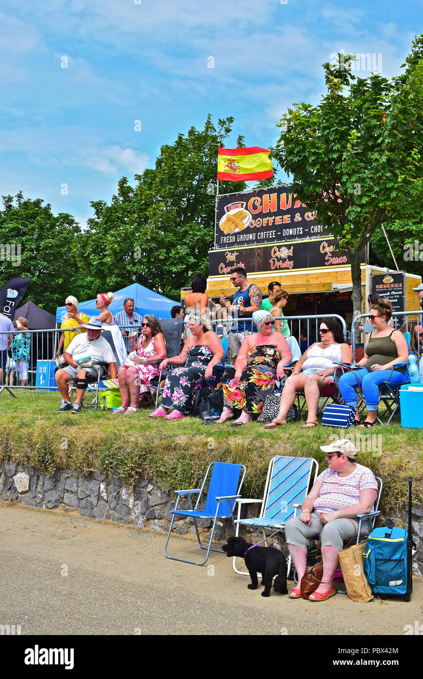 People gathering to watch the 2018 Swansea Air Show in front of fast ...