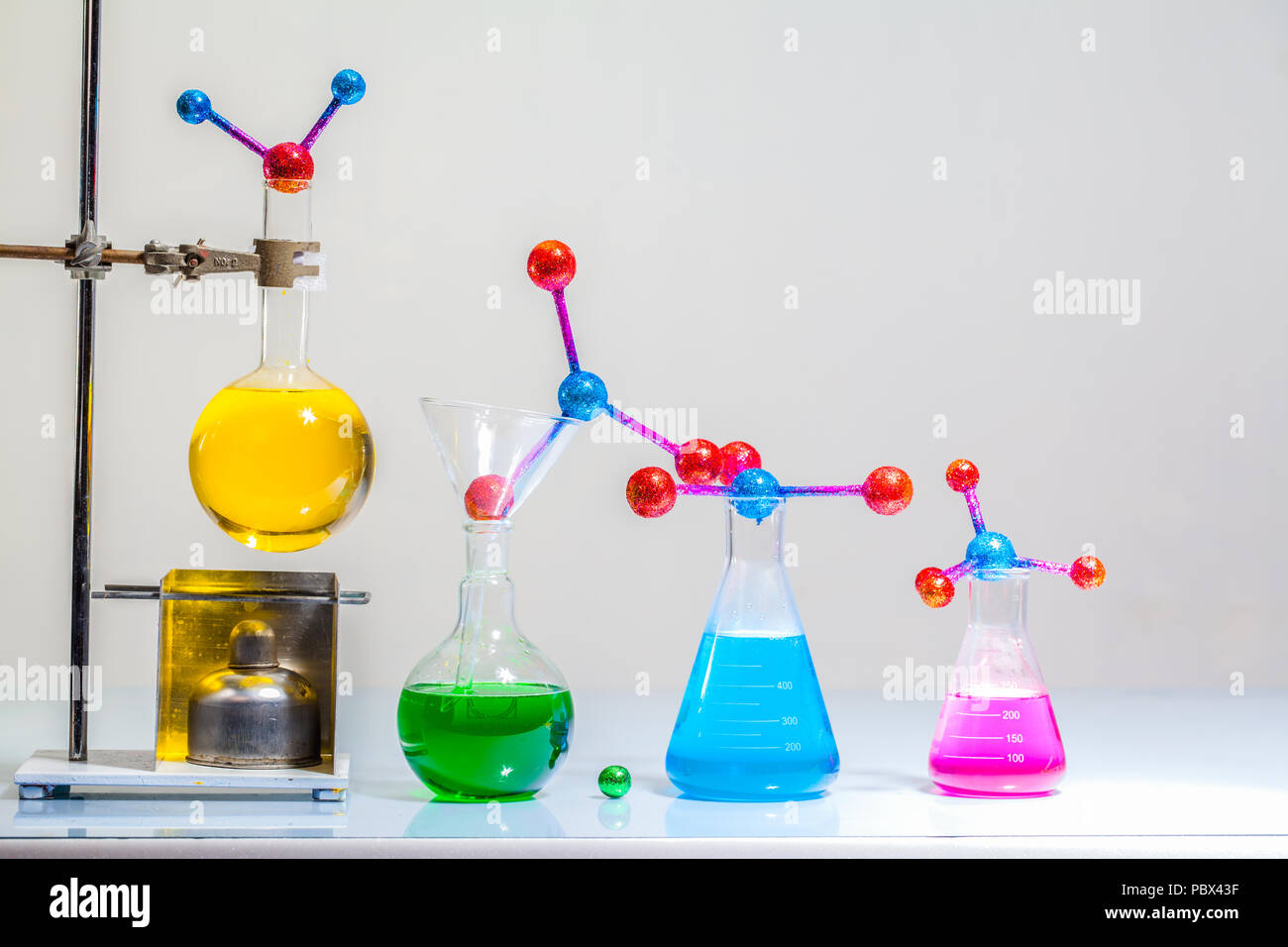 Lab experiments molecule structure with chemical experiment tube In the ...