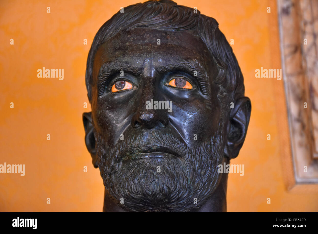 Rome, bust of ancient Roman in the palace of the Conservatories in the ...