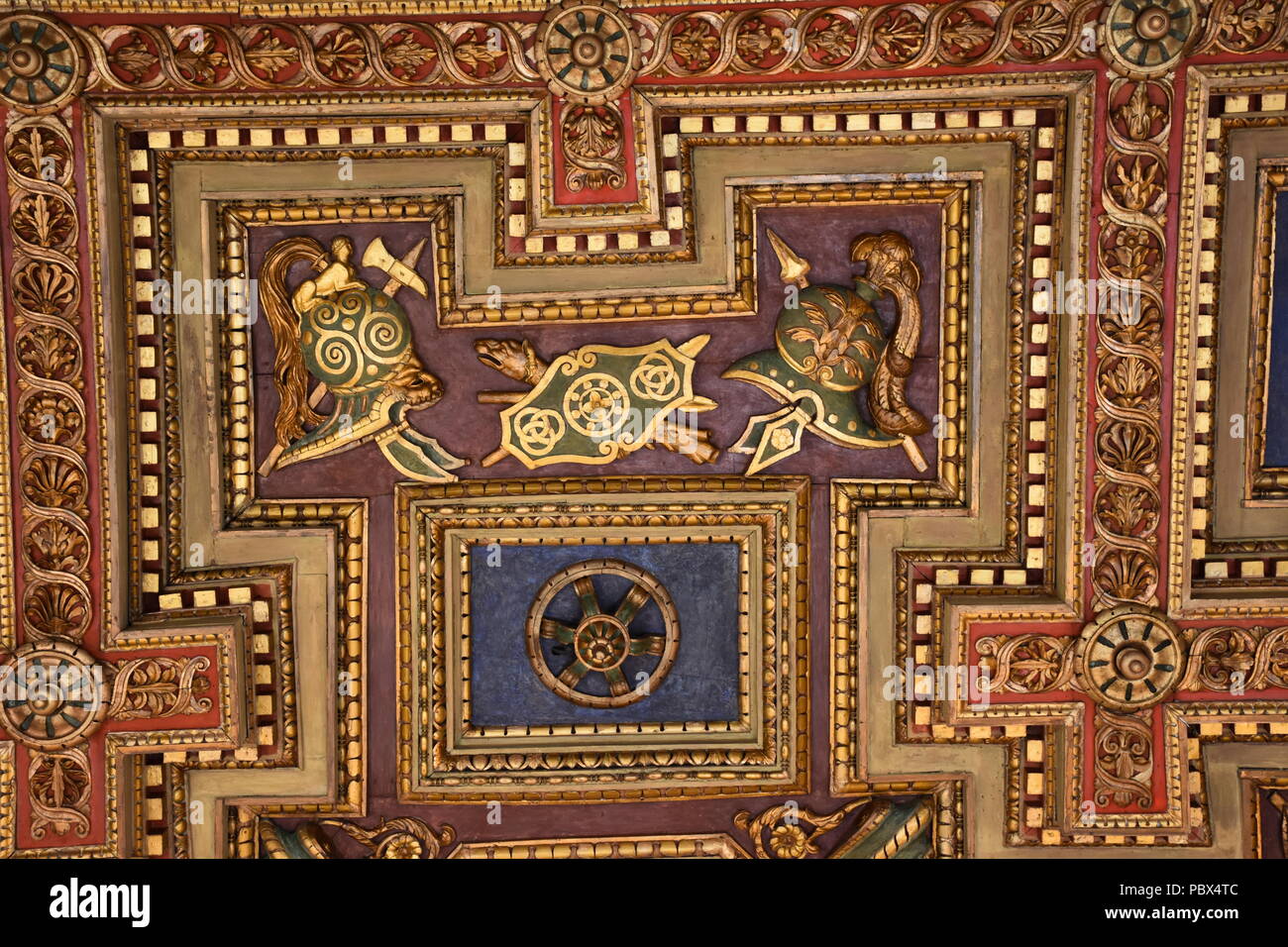 Rome, details of the ceiling in the rooms in the palace of the ...