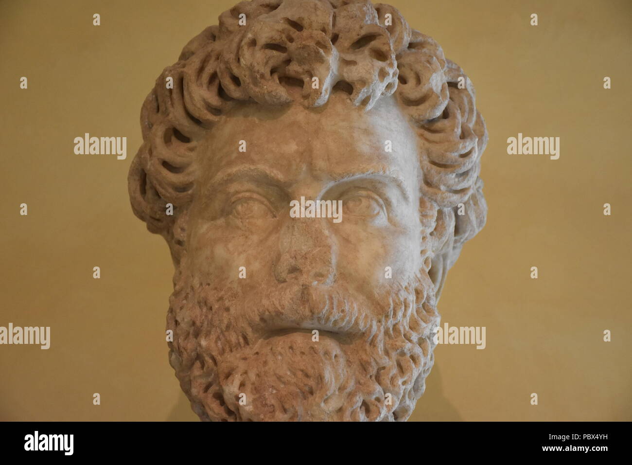 Rome, bust of ancient Roman in the palace of the Conservatories in the ...