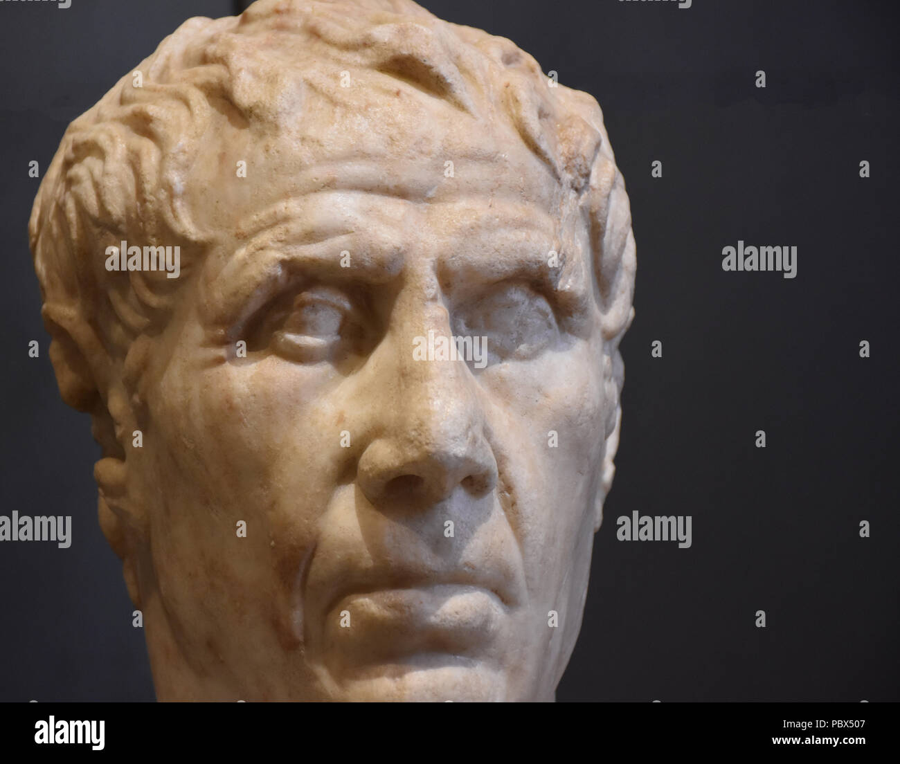 Rome, bust of ancient Roman in the palace of the Conservatories in the ...
