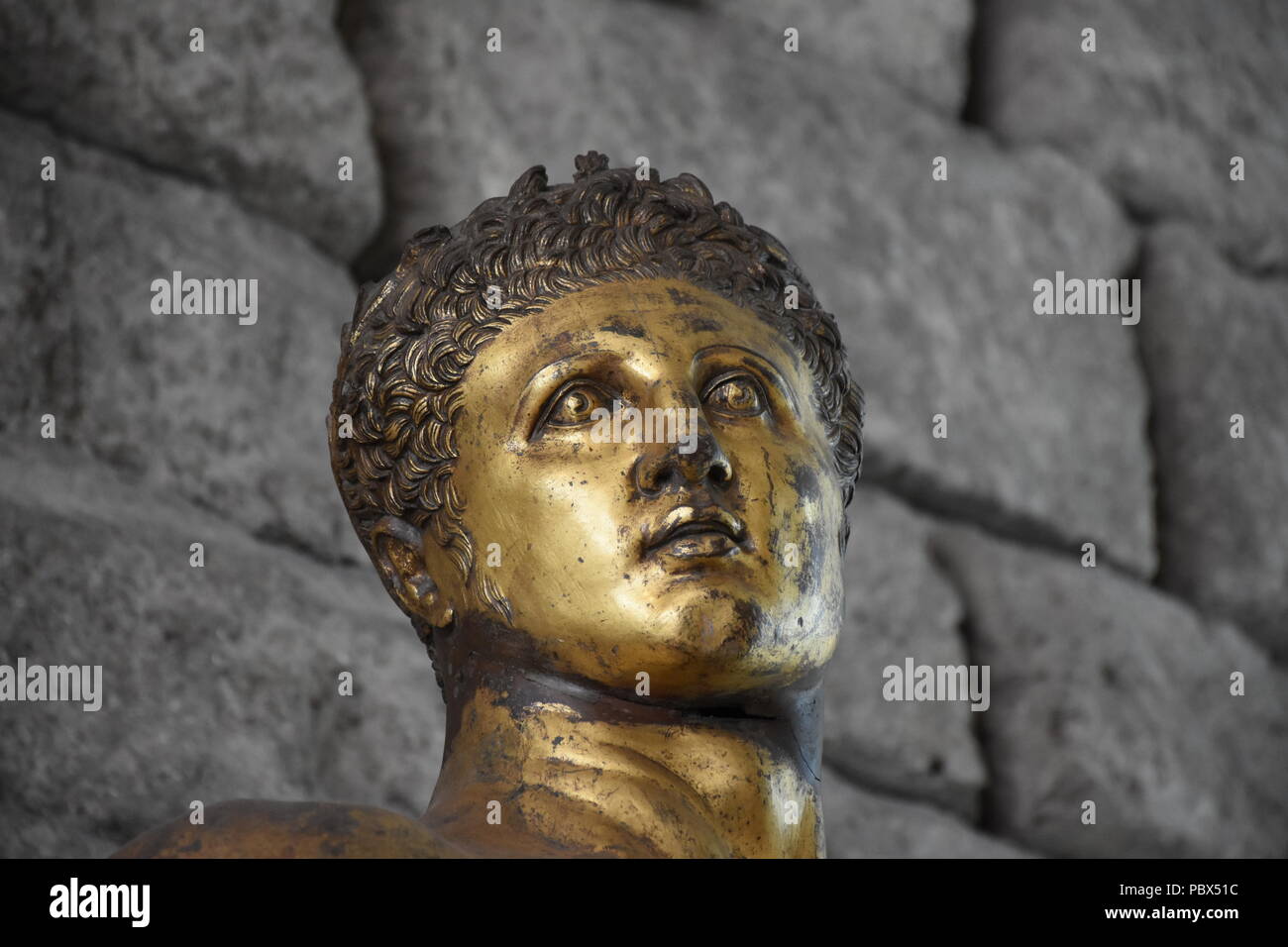 Rome, statue of Hercules in gilded bronze, 2nd century AD in the palace ...