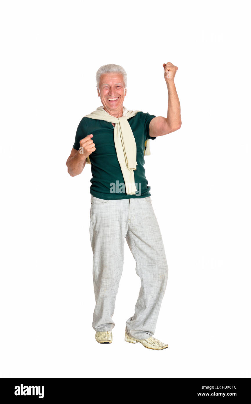 happy senior man in shirt Stock Photo - Alamy