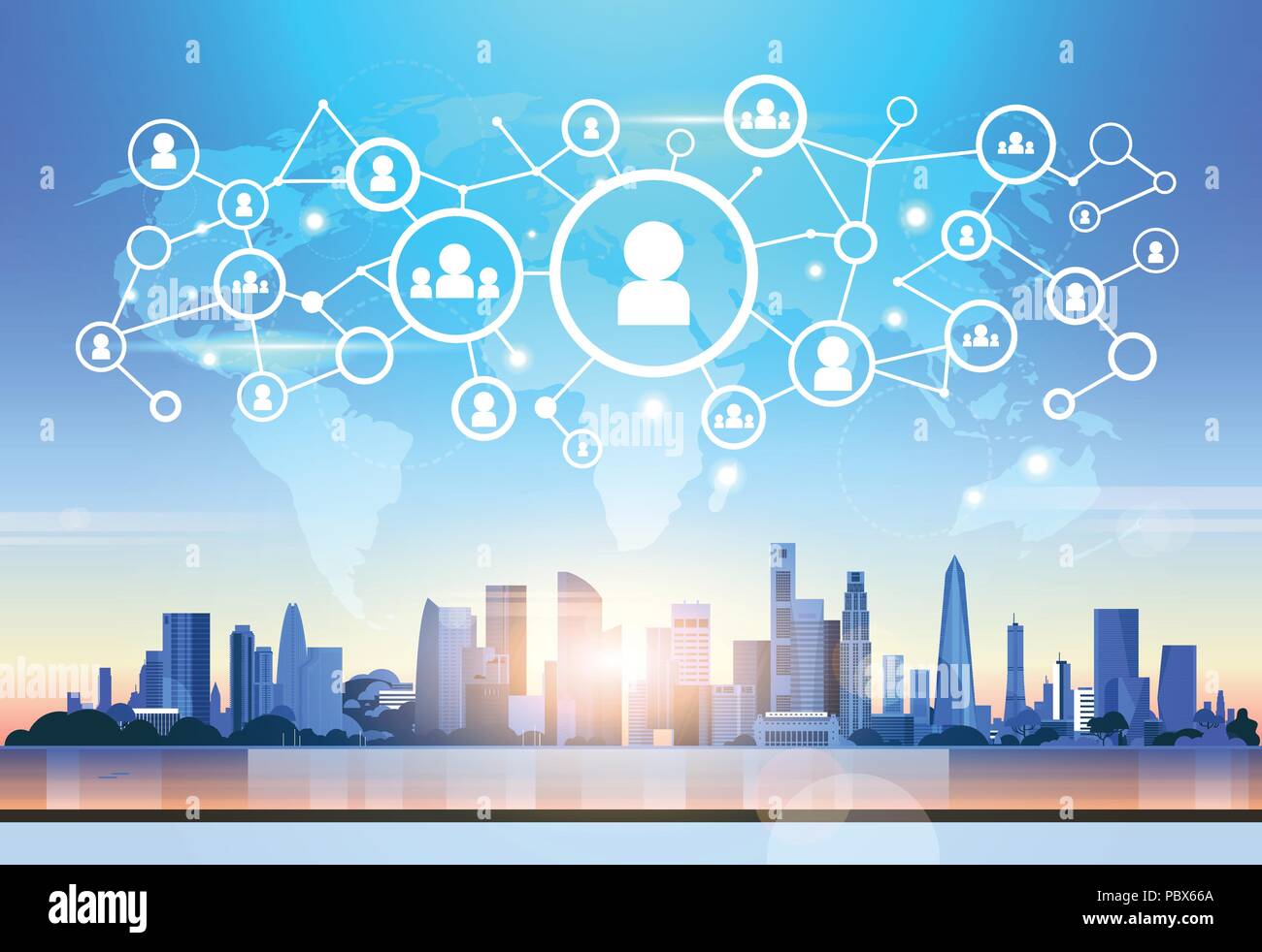 world map futuristic user profile icon interface social media network connection concept ...